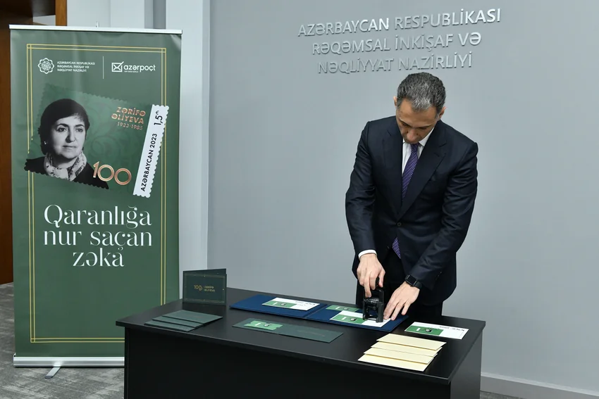Rashad Nabiyev seals postage stamp dedicated to 100th anniversary of ...